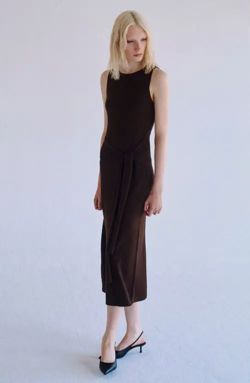 Mango Tie Detail Sleeveless Knit Dress