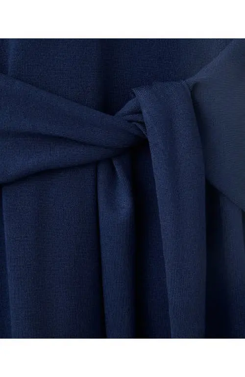 Mango Sleeveless Knit Dress With Tie Detail - Navy