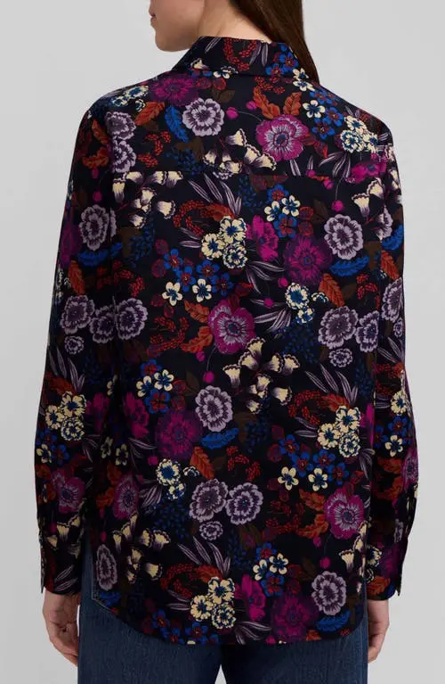 Foxcroft Meghan Floral Print Cotton Button-up Shirt