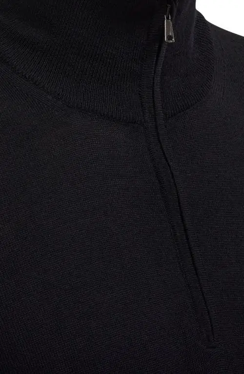 Bugatchi Fred Quarter Zip Merino Wool Sweater - Black