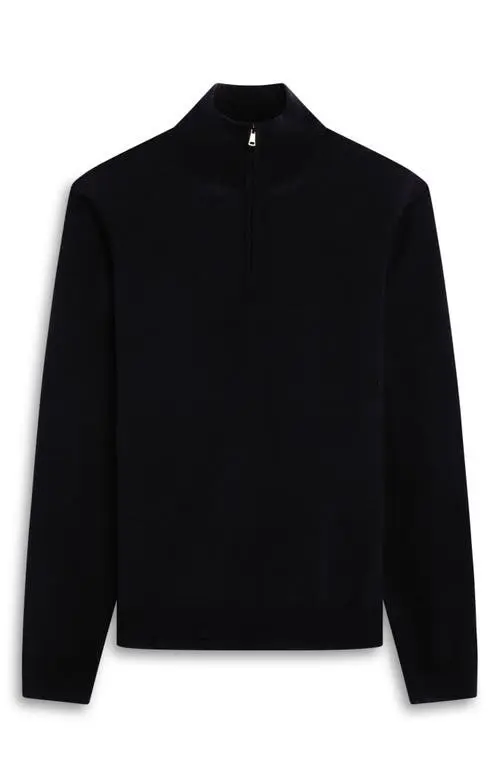 Bugatchi Fred Quarter Zip Merino Wool Sweater - Black
