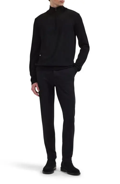 Bugatchi Fred Quarter Zip Merino Wool Sweater - Black