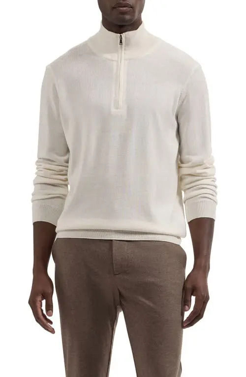 Bugatchi Fred Quarter Zip Merino Wool Sweater - Chalk