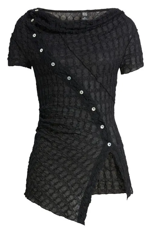 BDG URBAN OUTFITTERS Asymmetrical Button Textured Top