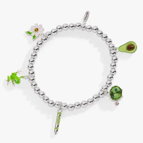 ALEX AND ANI Crayola Fan Favorites Forest Green Charm Stretch Bracelet - Silver