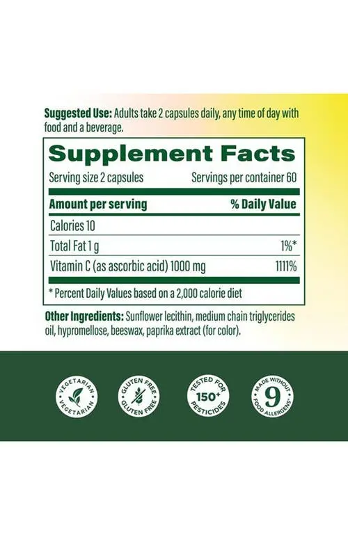 MEGAFOOD Liposomal Vitamin C 1000mg Per Serving, High Absorption, Immune Support