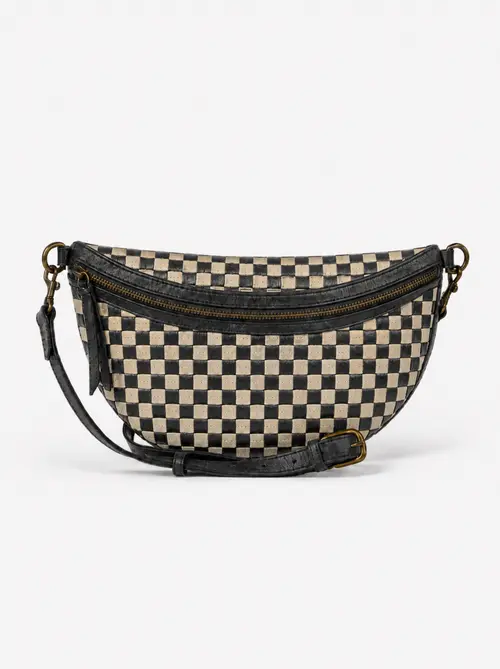 ABLE Berkeley Basketweave Belt Bag - Black/tan