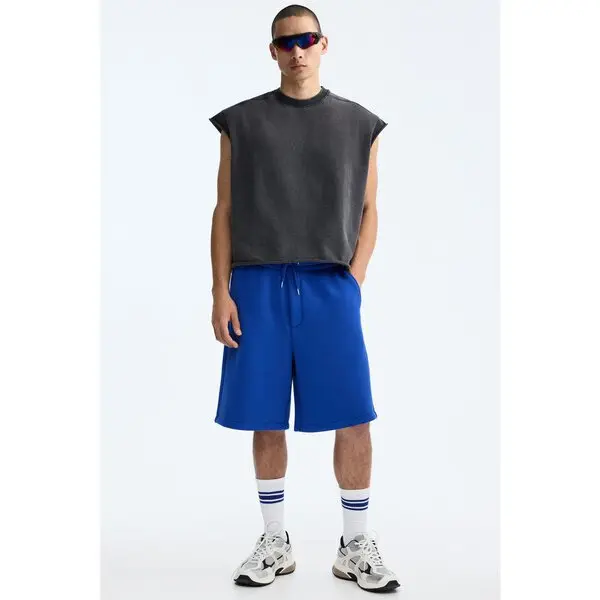 H&M Relaxed-fit Scuba Knit Shorts - Bright Blue