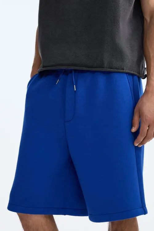 H&M Relaxed-fit Scuba Knit Shorts - Bright Blue