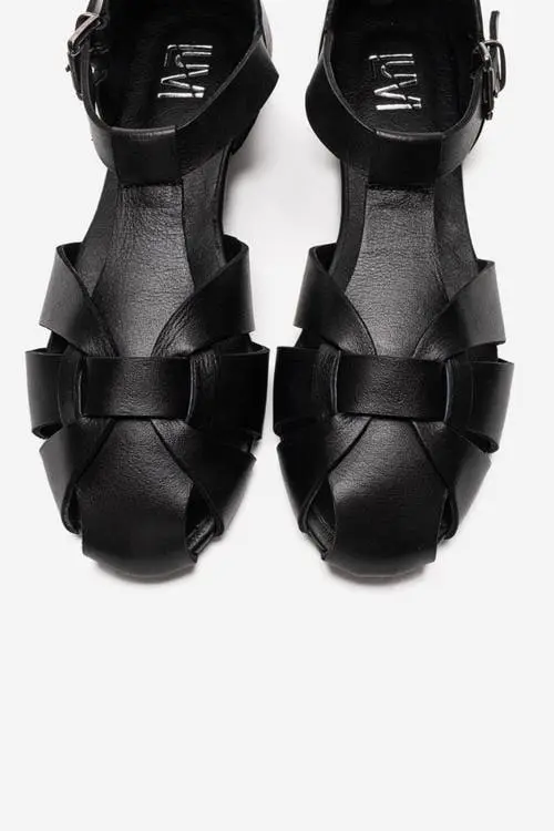 FOREVER & ALWAYS SHOES Falina Leather Sandal - Black