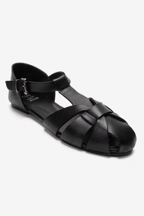 FOREVER & ALWAYS SHOES Falina Leather Sandal - Black