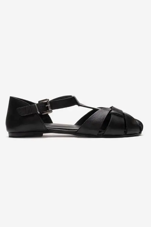FOREVER & ALWAYS SHOES Falina Leather Sandal - Black
