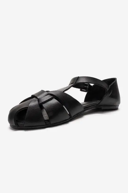 FOREVER & ALWAYS SHOES Falina Leather Sandal - Black