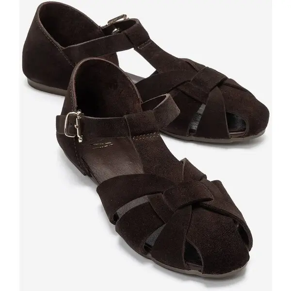 FOREVER & ALWAYS SHOES Falina Leather Sandal - Brown Suede