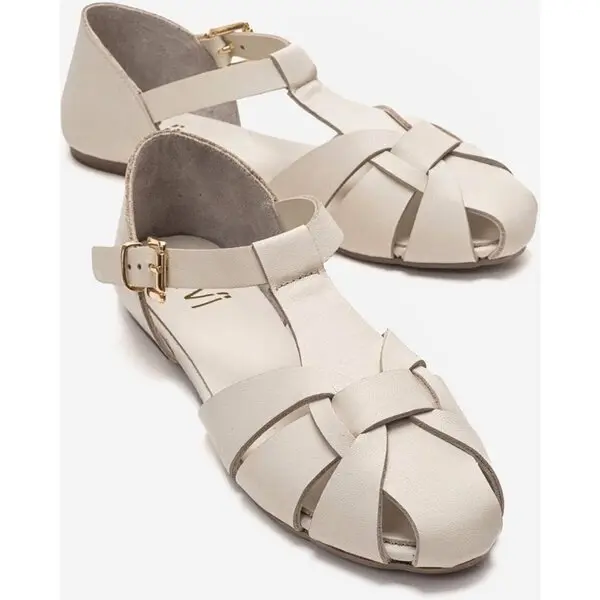 FOREVER & ALWAYS SHOES Falina Leather Sandal - Ecru