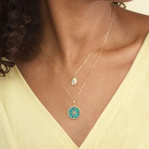 THE LOVERY FINE JEWELRY Marbled Compass Necklace