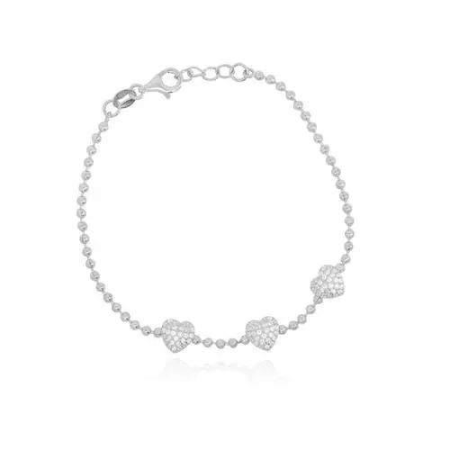 THE LOVERY FINE JEWELRY Heart Trio Bead Bracelet - Sterling Silver