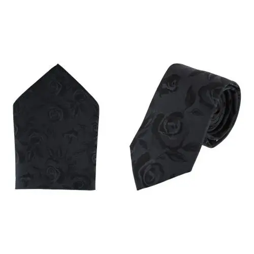 ASCENTIX Rose Print Tone On Tone Tie & Pocket Square Bundle