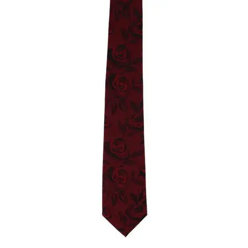 ASCENTIX Rose Print Tone On Tone Necktie - Red