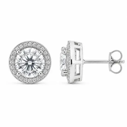 DONATELLO GIAN Sterling Topaz Halo Stud Earrings
