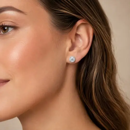DONATELLO GIAN Sterling Topaz Halo Stud Earrings