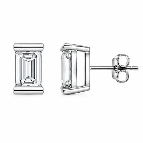 DONATELLO GIAN Sterling Emerald-cut Bar Set Studs - Silver