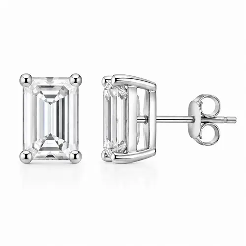 DONATELLO GIAN Sterling Emerald Cut Earrings - Silver