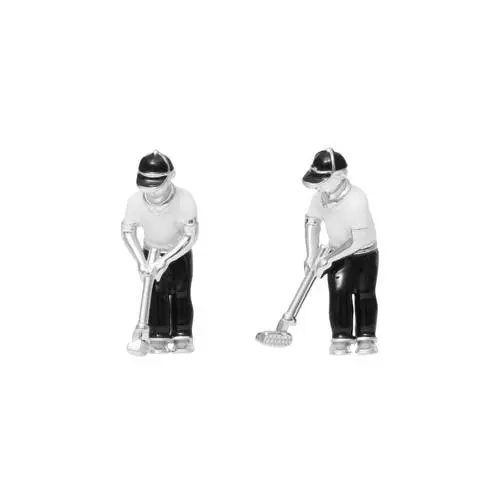 JAN LESLIE Putting Golfer Sterling Cufflinks - Black