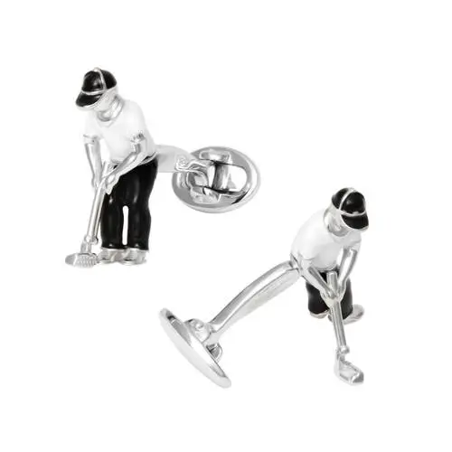 JAN LESLIE Putting Golfer Sterling Cufflinks - Black