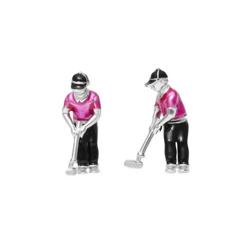 JAN LESLIE Putting Golfer Sterling Cufflinks - Pink