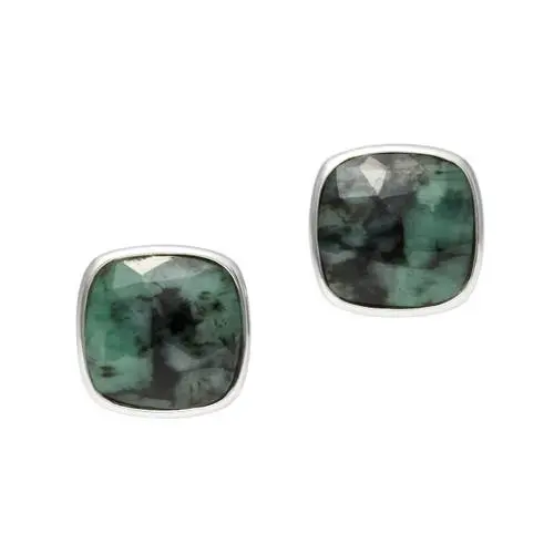 JAN LESLIE Faceted Emerald Sterling Cufflinks