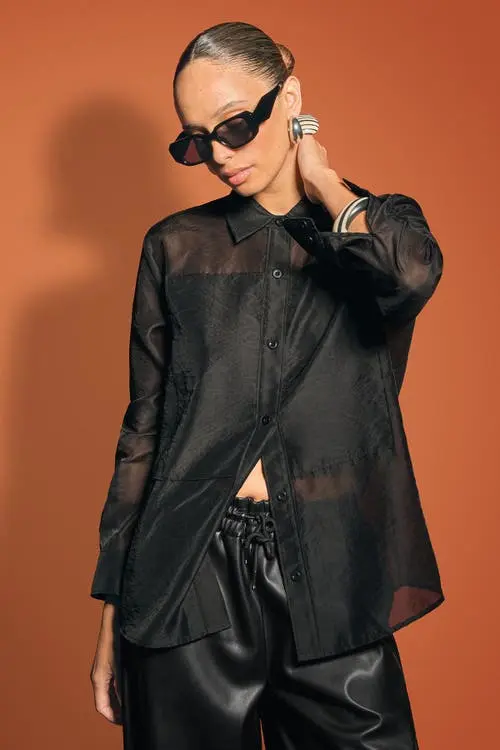 Hudson Jeans Sheer Oversized Button Up
