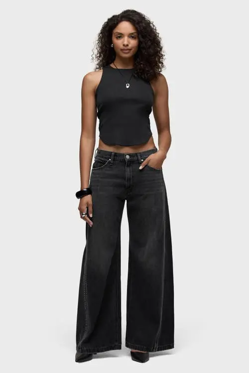 Hudson Jeans Jodie Loose Wide Leg Track Jeans - Black Track