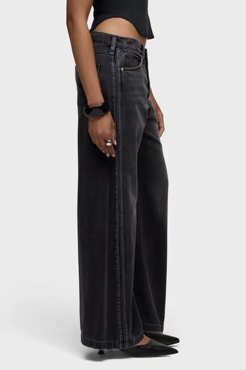 Hudson Jeans Jodie Loose Wide Leg Track Jeans - Black Track