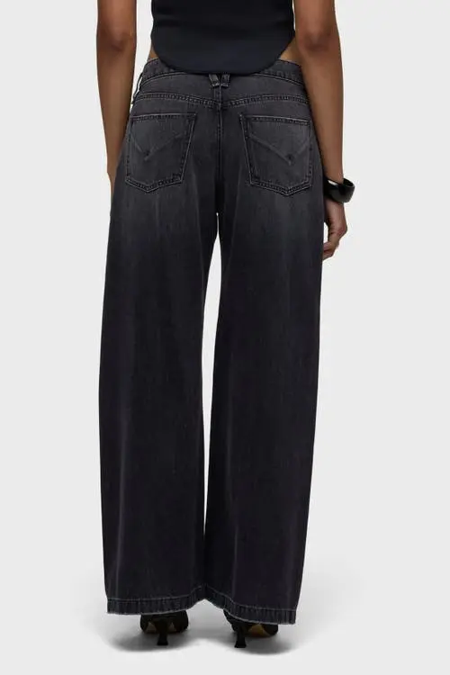 Hudson Jeans Jodie Loose Wide Leg Track Jeans - Black Track