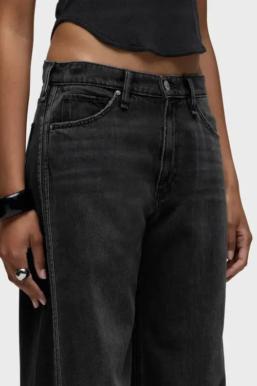 Hudson Jeans Jodie Loose Wide Leg Track Jeans - Black Track