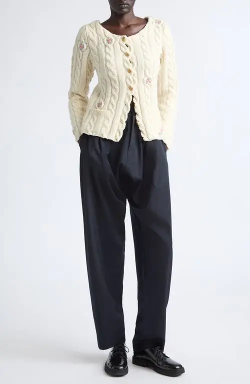 PILLINGS BY RYOTA MURAKAMI Embroidered Cable Knit Cardigan