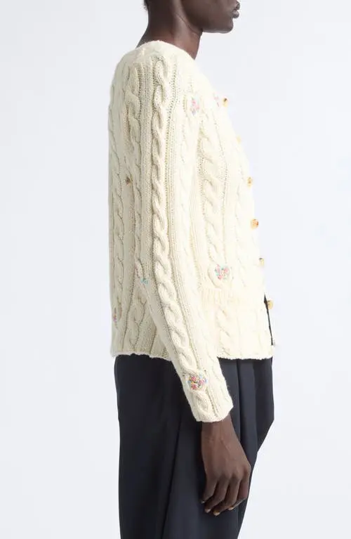 PILLINGS BY RYOTA MURAKAMI Embroidered Cable Knit Cardigan