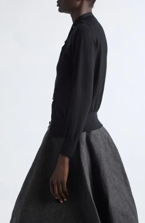 PILLINGS BY RYOTA MURAKAMI Crumpled Placket Wool Cardigan