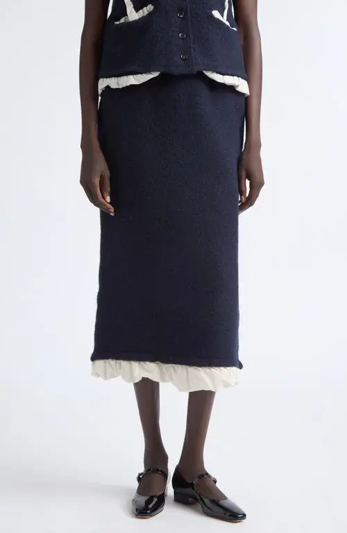PILLINGS BY RYOTA MURAKAMI Fulling Midi Skirt - Navy