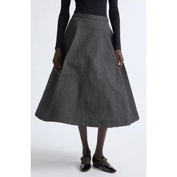 PILLINGS BY RYOTA MURAKAMI Memory Herringbone Midi Skirt