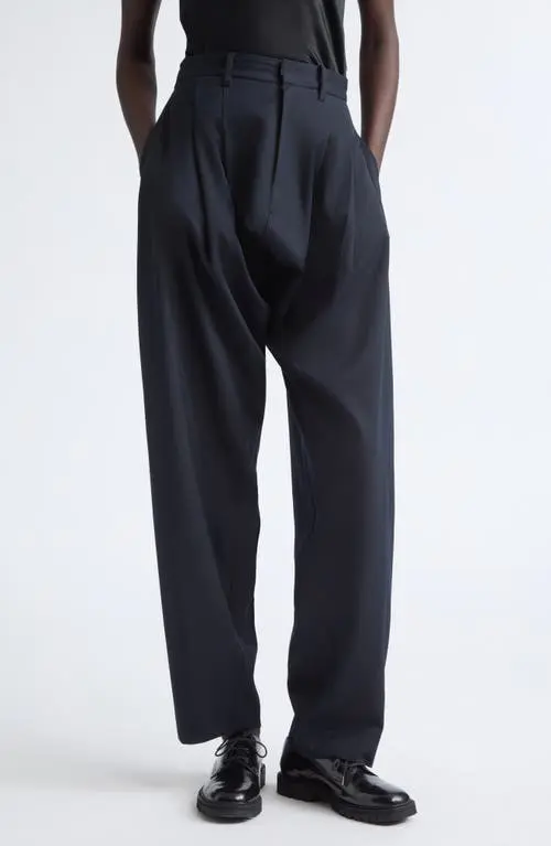 PILLINGS BY RYOTA MURAKAMI Baggy Fit Draped Pleated Pants - Navy