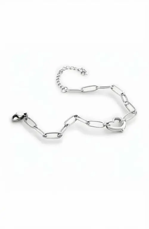 MINT & LILY Open Heart Paperclip Chain Bracelet - Silver