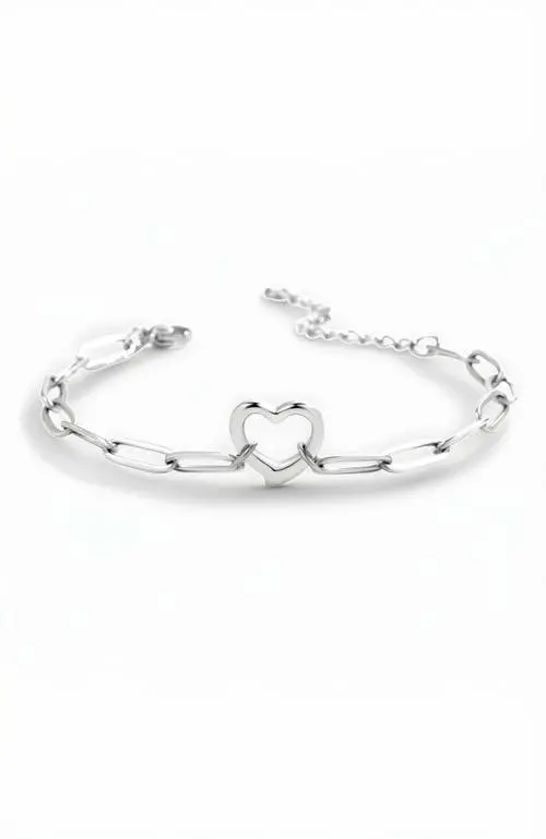 MINT & LILY Open Heart Paperclip Chain Bracelet - Silver