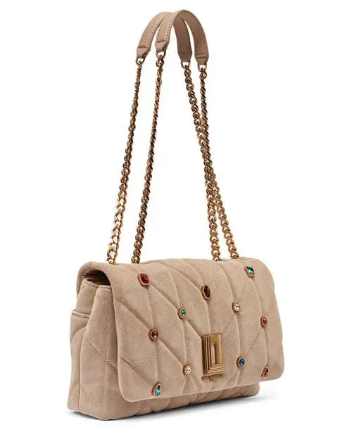 Karl Lagerfeld Paris Lafayette Suede Shoulder Bag With Gems
