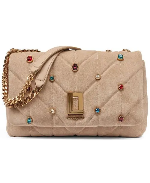 Karl Lagerfeld Paris Lafayette Embellished Suede Shoulder Bag