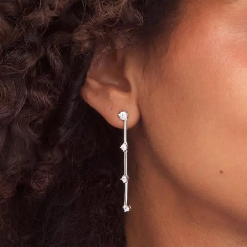 THE LOVERY FINE JEWELRY Cz Station Drop Dangle Earrings - Sterling Silver