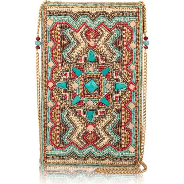MARY FRANCES ACCESSORIES Trail Crossbody Phone Bag - Turquoise