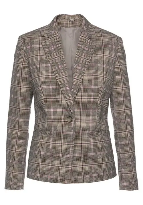 LASCANA Classic Blazer - Taupe Patterned