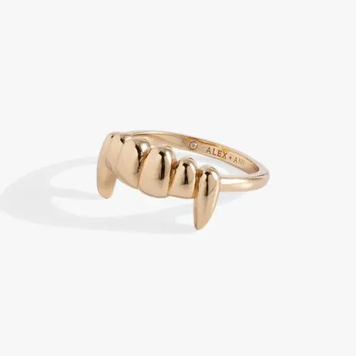 ALEX AND ANI Vampire Teeth Fangs Ring - Gold